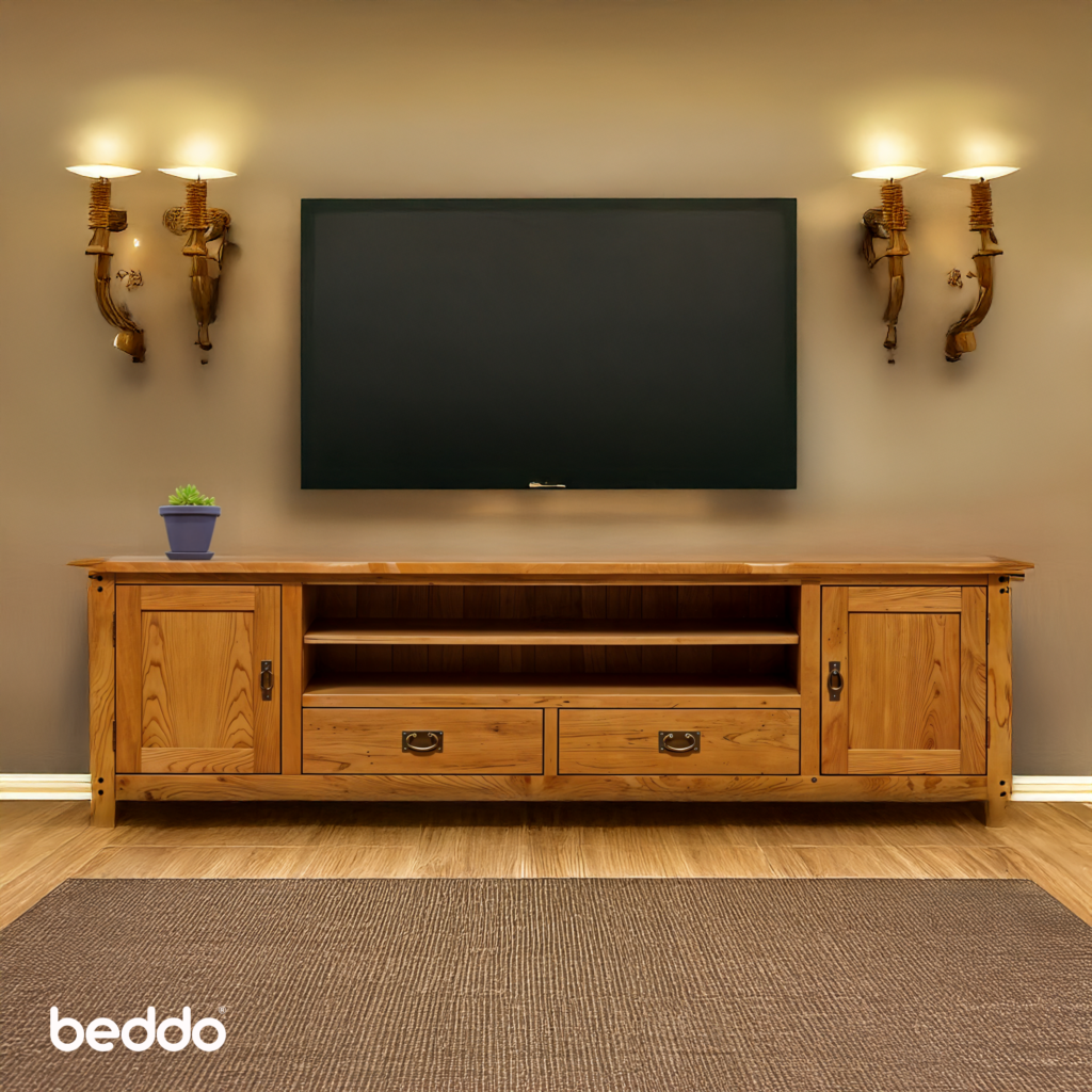 Extra Large Wooden TV Stand 99” – Beddo